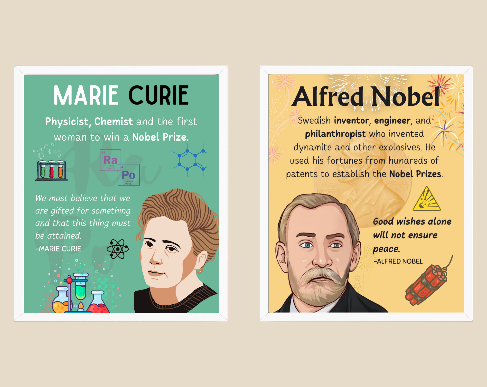 Famous Scientists (set of 8) Posters, Science Classroom Decor, Middle ...