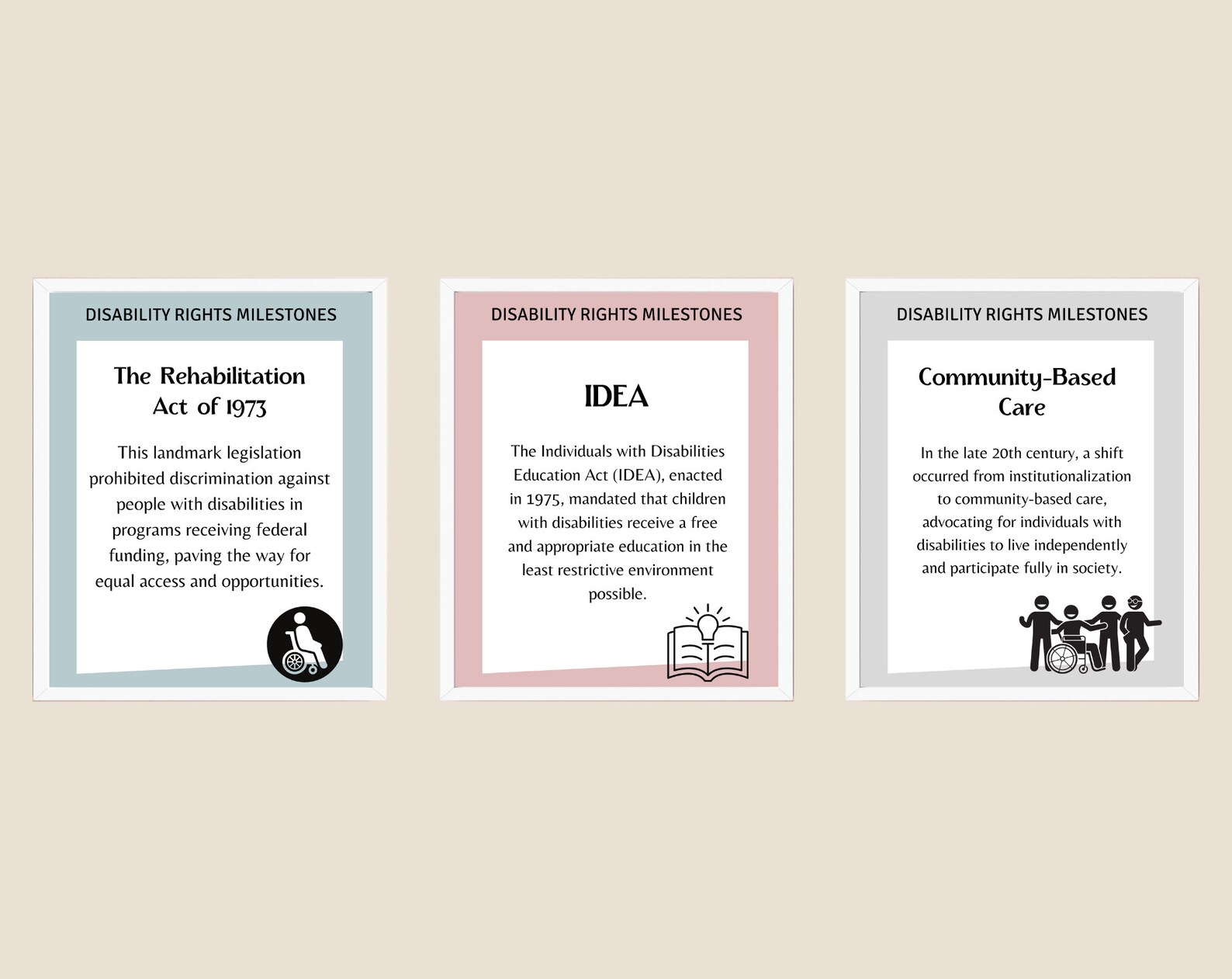Disability Rights Milestones History Posters, Disability Awareness ...