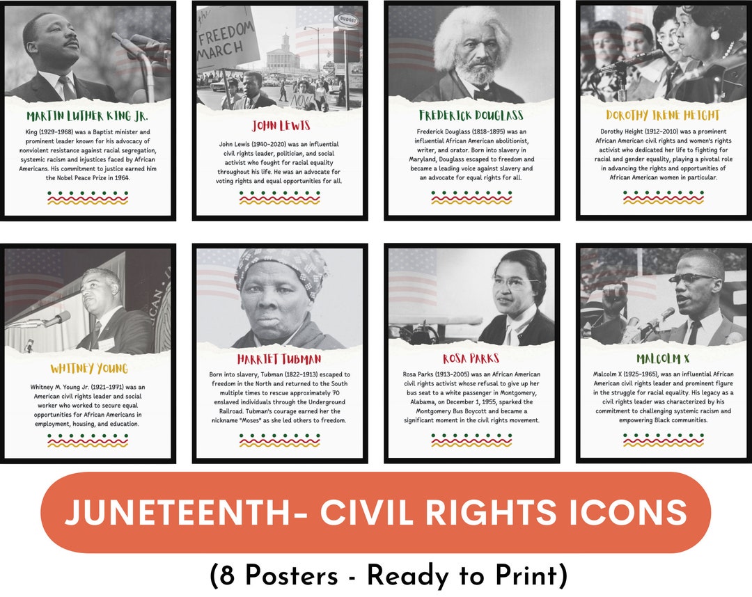 Juneteenth Posters (set of 8), Freedom Posters, Inspirational Quotes ...