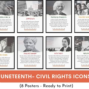 Juneteenth Posters (set of 8), Freedom Posters, Inspirational Quotes ...