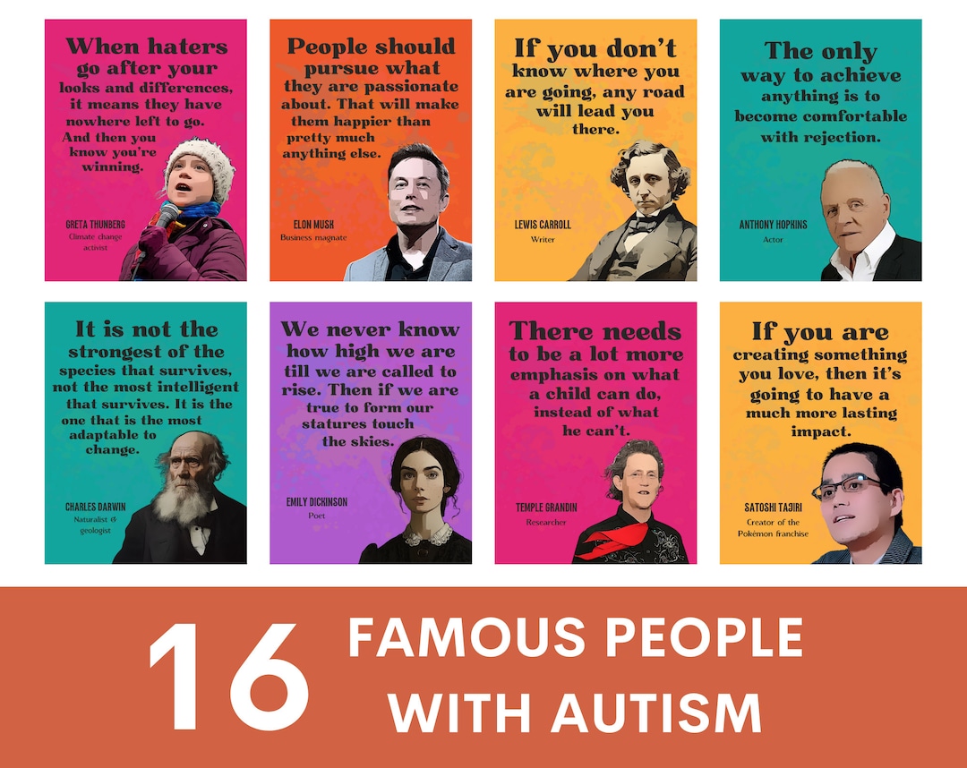 Famous People With Autism Posters (set of 16), Autism Awareness, Famous ...