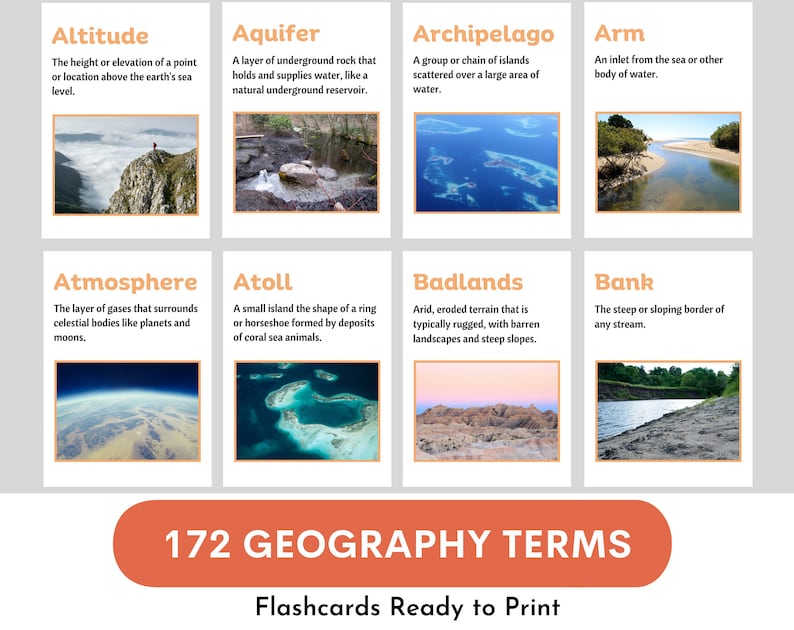 Challenge A Geography Terms Flashcards , Set of 172 Flashcards ...