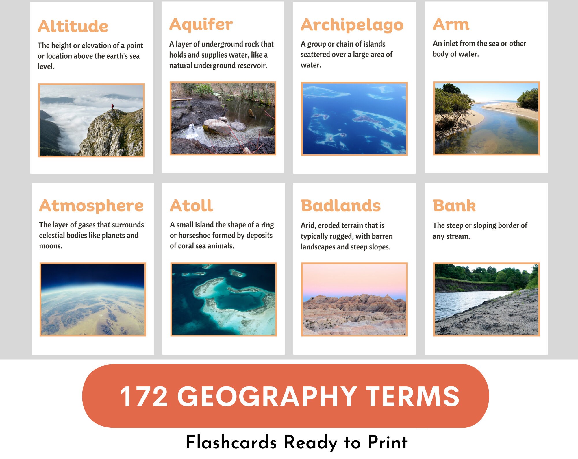 Challenge A Geography Terms Flashcards , Set of 172 Flashcards ...
