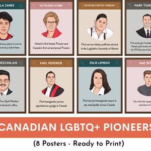 Canadian LGBTQ+ Leaders (set of 8), Famous LGBTQ Pioneers Posters ...