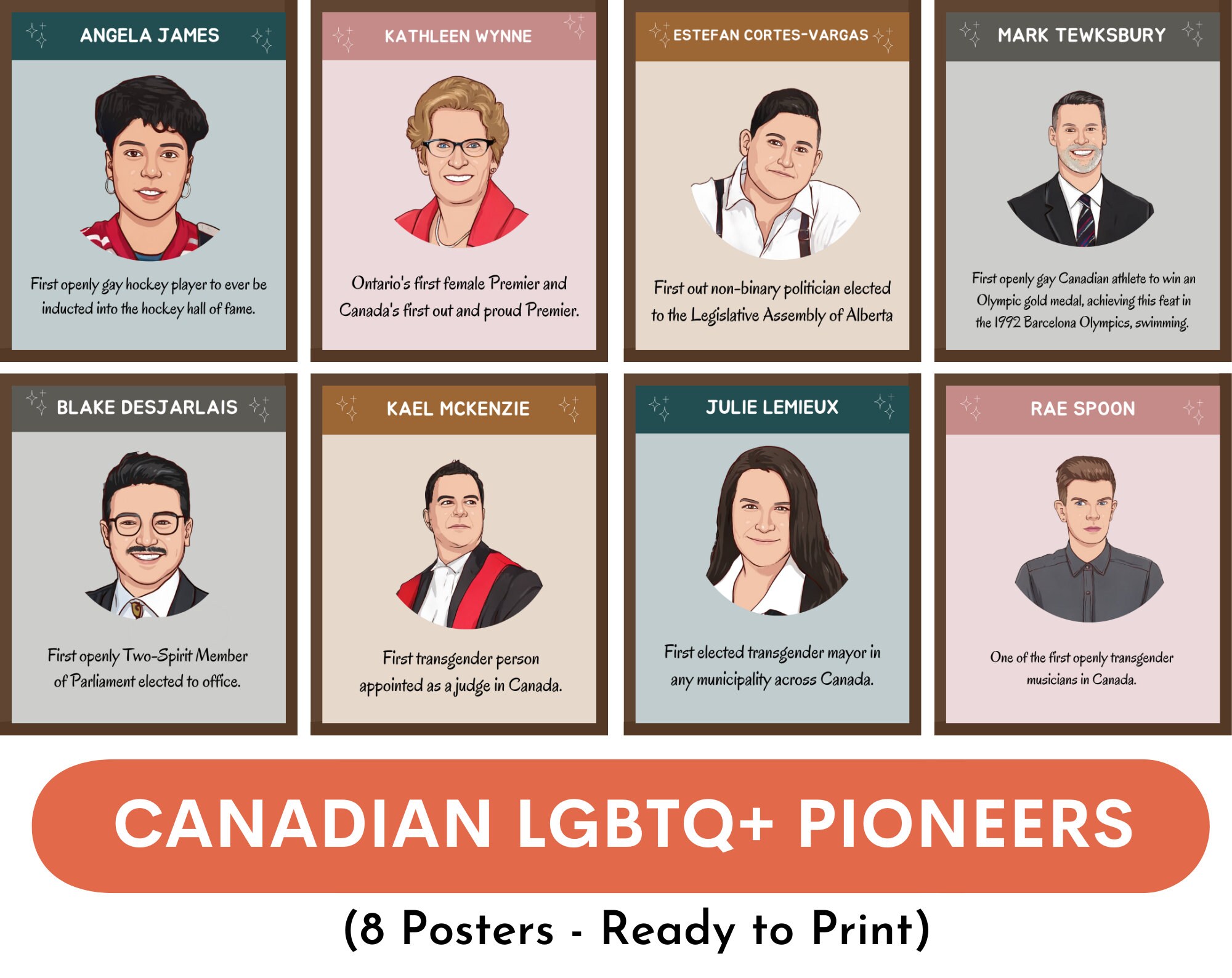 Canadian LGBTQ+ Leaders (set of 8), Famous LGBTQ Pioneers Posters ...