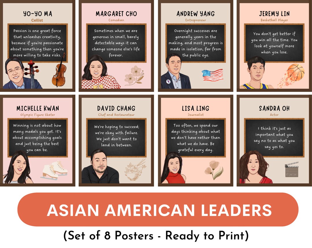Boho Asian American Leaders Posters(set of 8) , Asian American Heritage ...