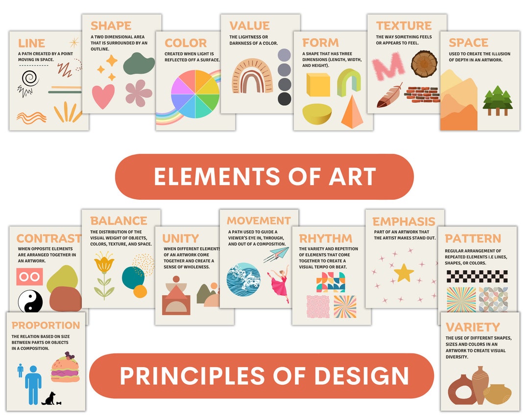 Elements of Art and Principles of Design Posters Bundle, Art Classroom ...