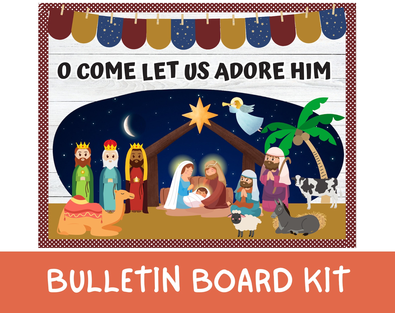 Nativity Scene Bulletin Board Kit, Christmas Classroom Decor, Christmas ...