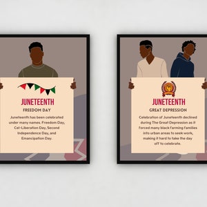 Juneteenth History Posters (set of 8), Boho Theme, Freedom Posters ...