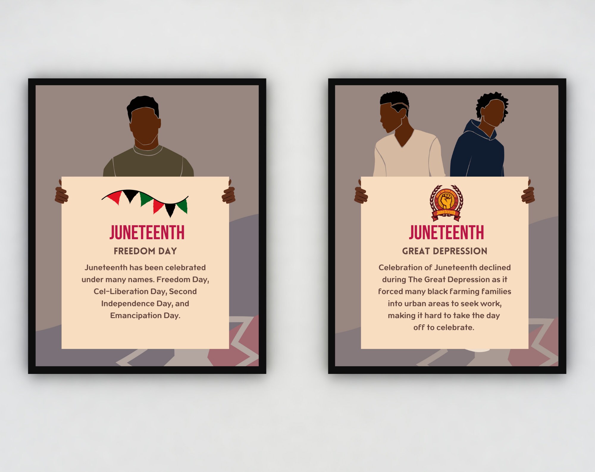 Juneteenth History Posters (set of 8), Boho Theme, Freedom Posters ...
