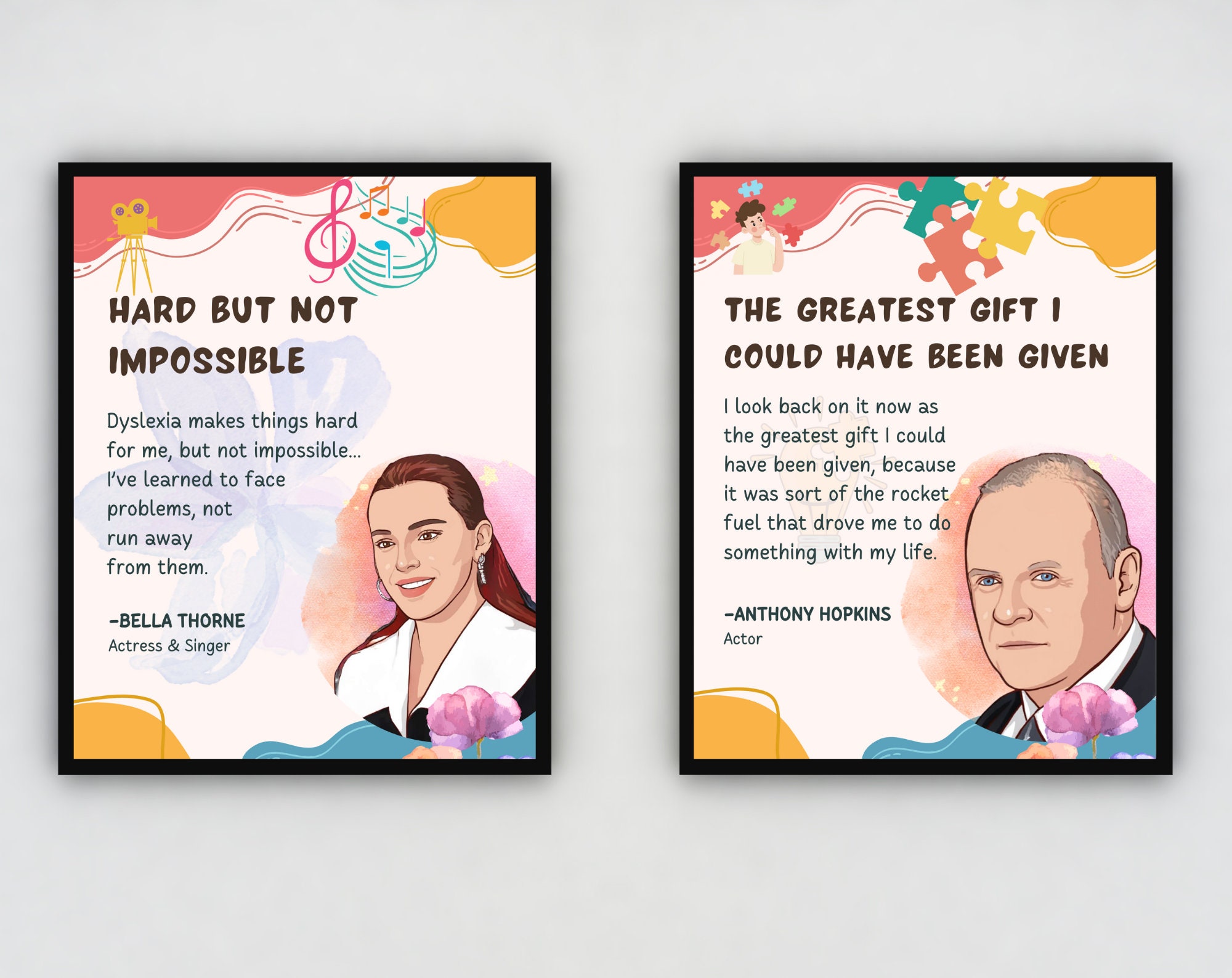 Famous People With Dyslexia Posters set of 8, Inspirational Quotes on ...