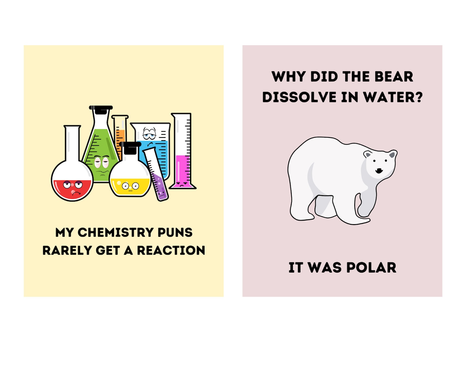 Set of 8 Funny Science Puns Posters, Chemistry Puns Posters, Science ...