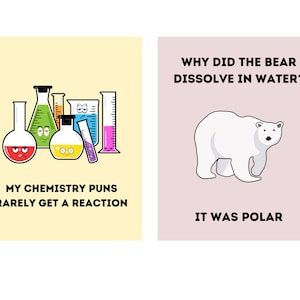 Set of 8 Funny Science Puns Posters, Chemistry Puns Posters, Science ...
