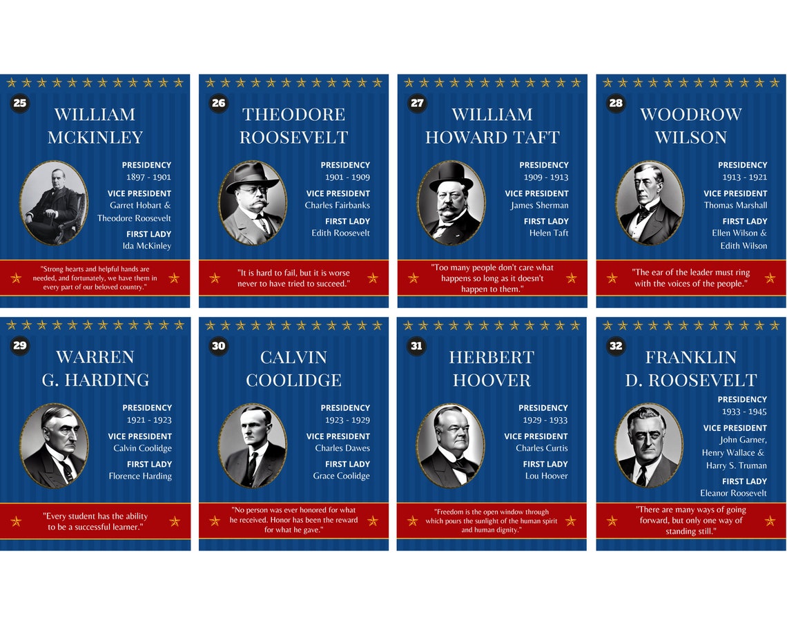 US Presidents Posters, United States Presidents, American Presidents ...