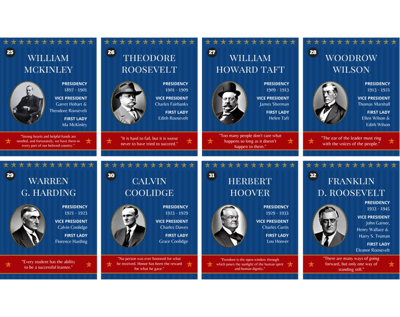 US Presidents Posters, United States Presidents, American Presidents ...