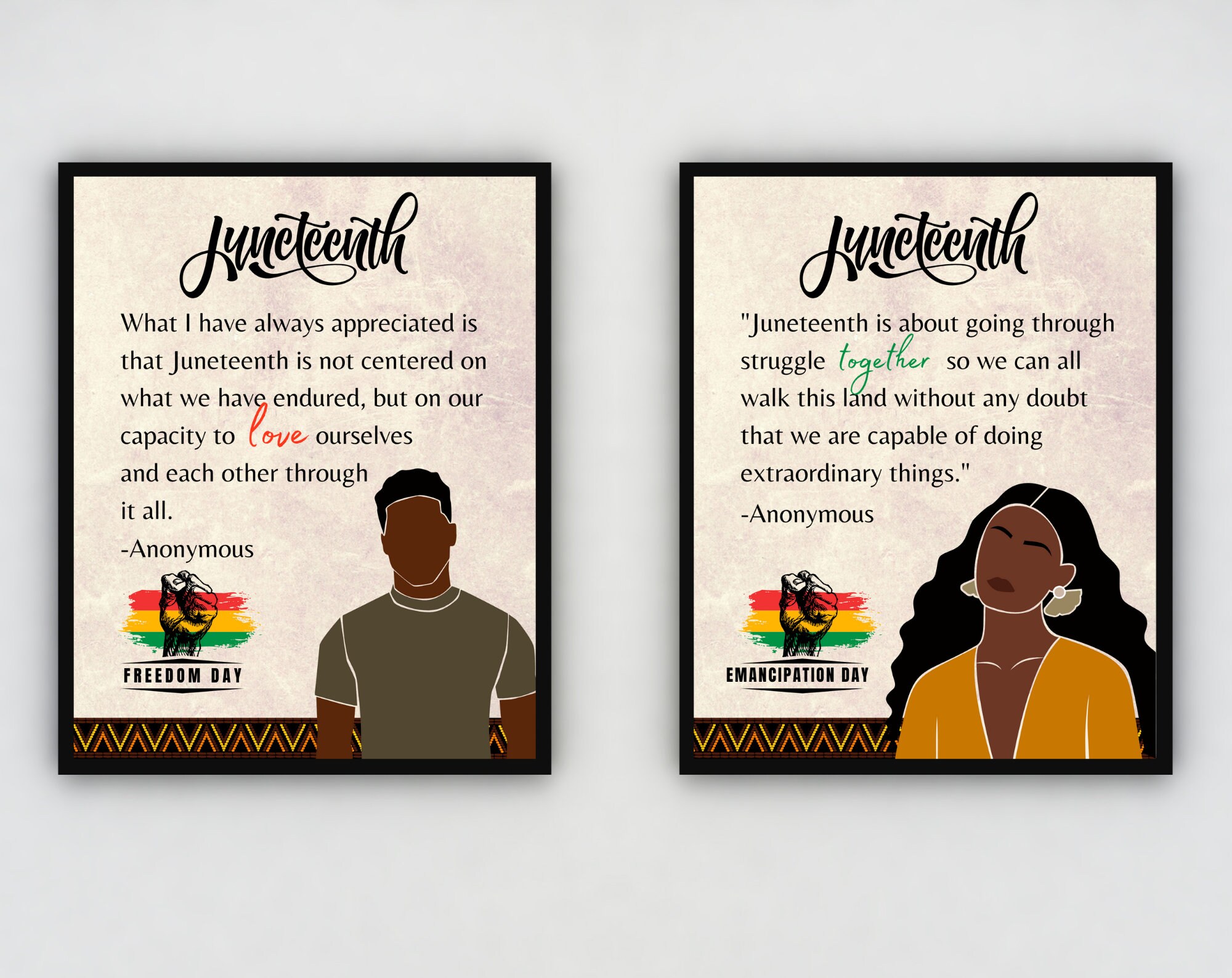 My Juneteenth Posters (set of 8), Freedom Day Posters, Inspirational ...