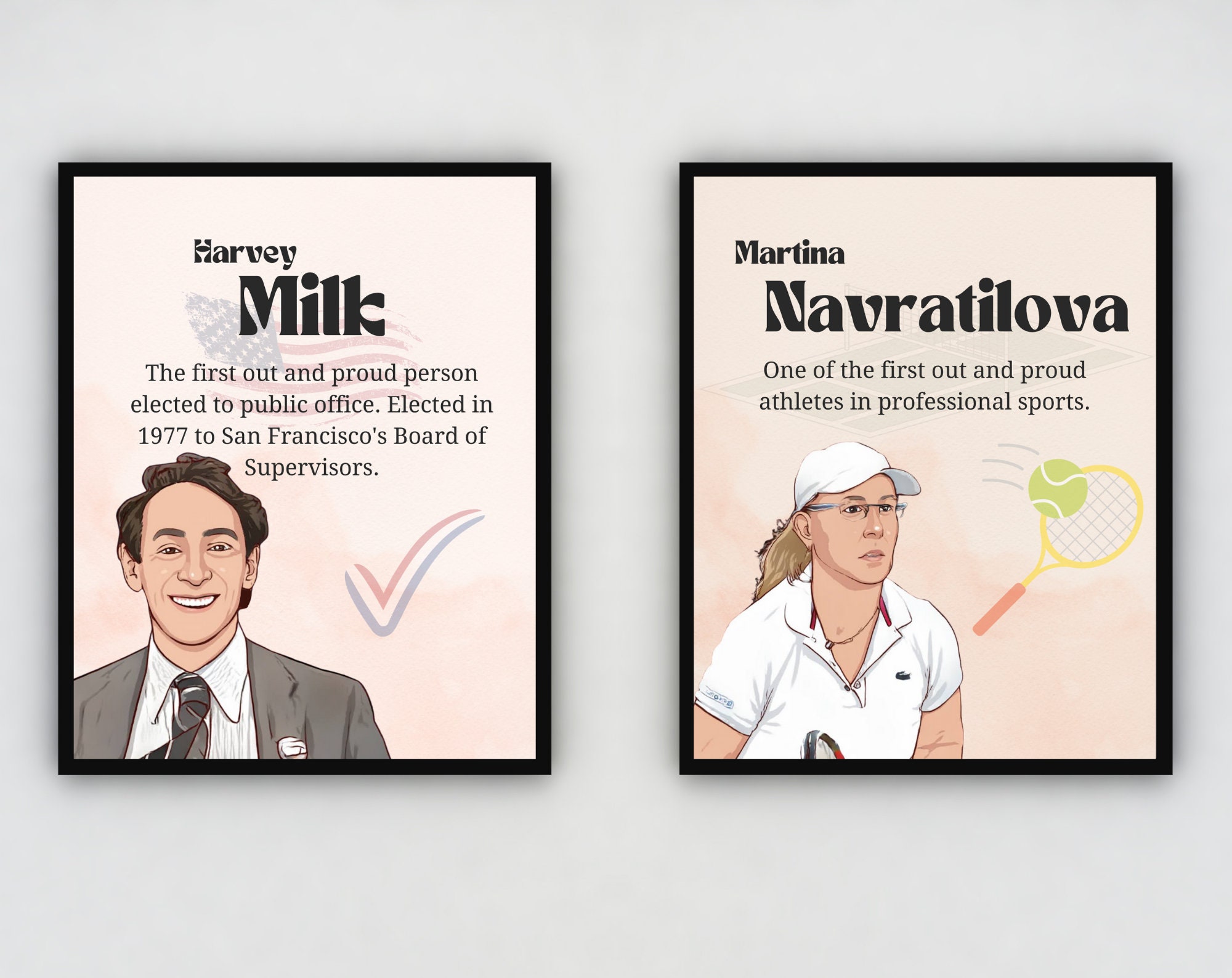 LGBTQ+ Leaders (set of 8 Posters), Famous LGBTQ Pioneers Posters, Pride ...