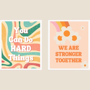 Groovy Growth Mindset Inspirational Posters (set of 8), Retro Growth ...