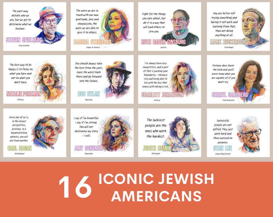 Jewish American Icons (set of 16 Posters), Jewish American Heritage ...