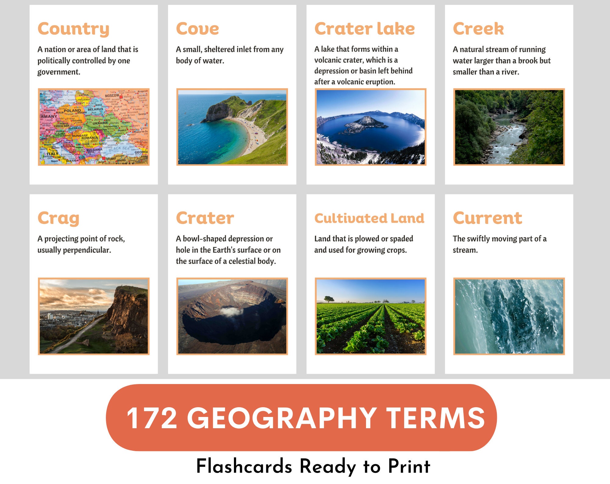 Challenge A Geography Terms Flashcards , Set of 172 Flashcards ...