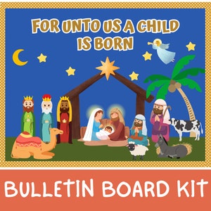 Nativity Scene Bulletin Board Kit, Christmas Classroom Decor, Christmas ...