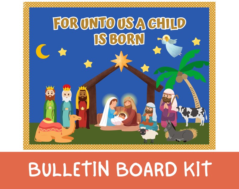 Nativity Scene Bulletin Board Kit, Christmas Classroom Decor, Christmas ...