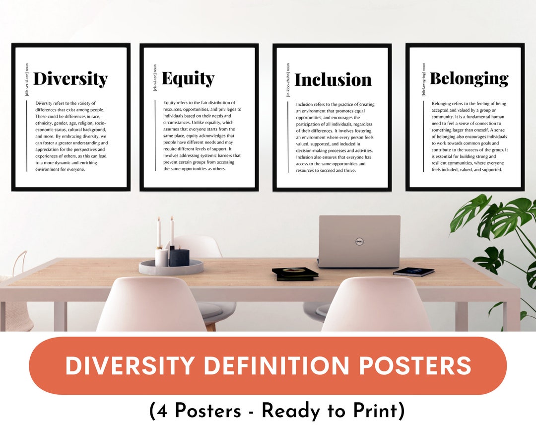 Set of 4 Diversity Definition Poster DEIB Poster Diversity - Etsy