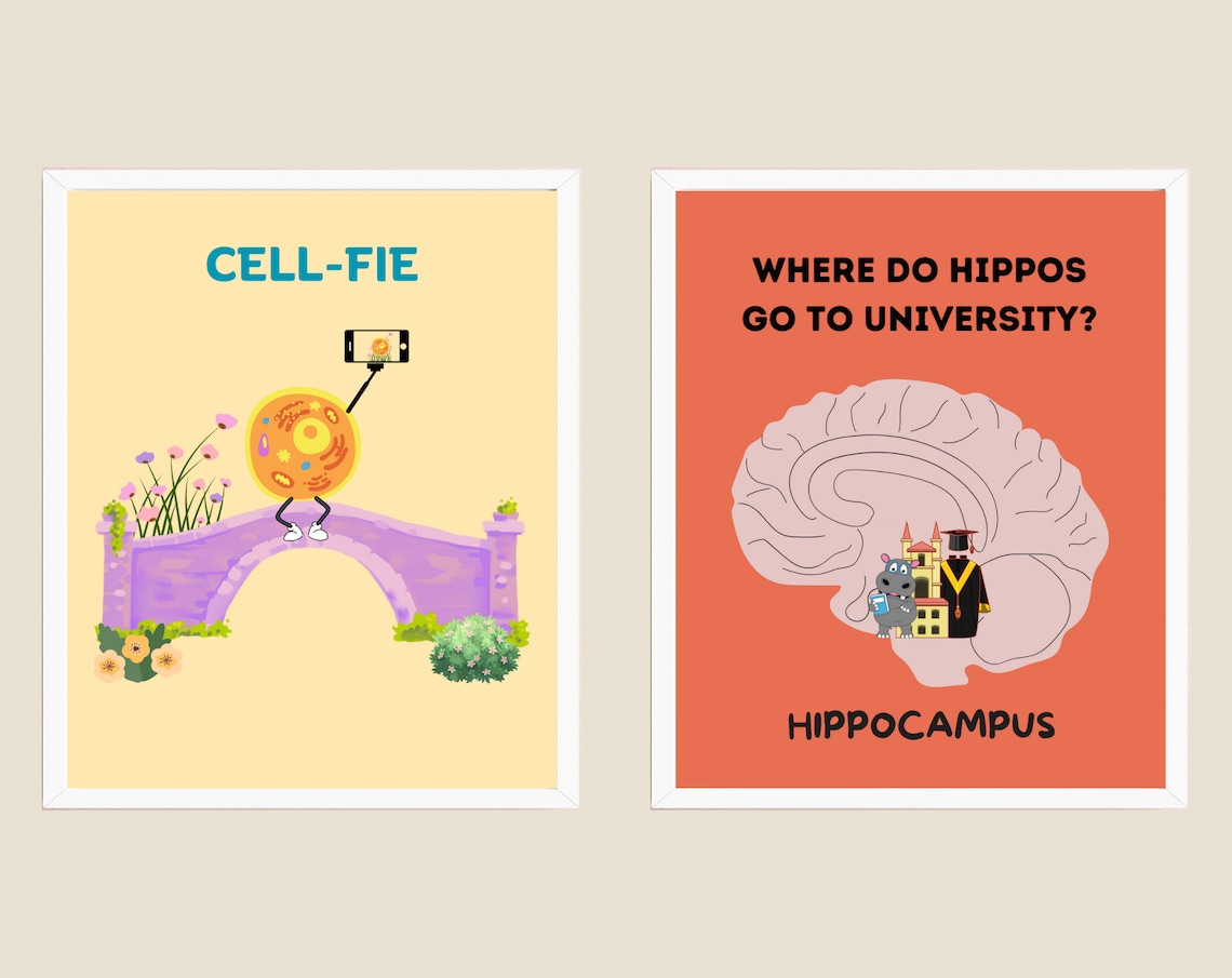Funny Biology Puns Posters set of 8 Science Biology Jokes - Etsy