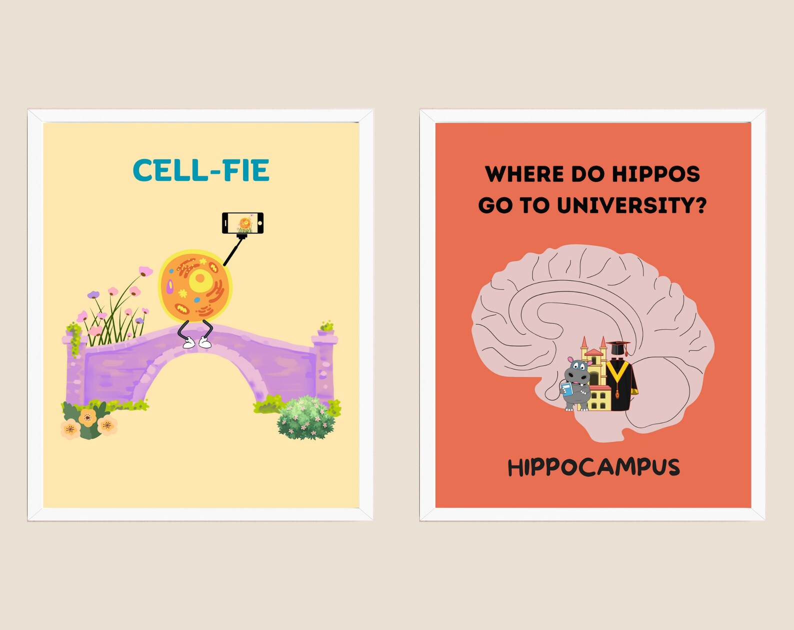 Funny Biology Puns Posters (set of 8), Science Biology Jokes, Science ...