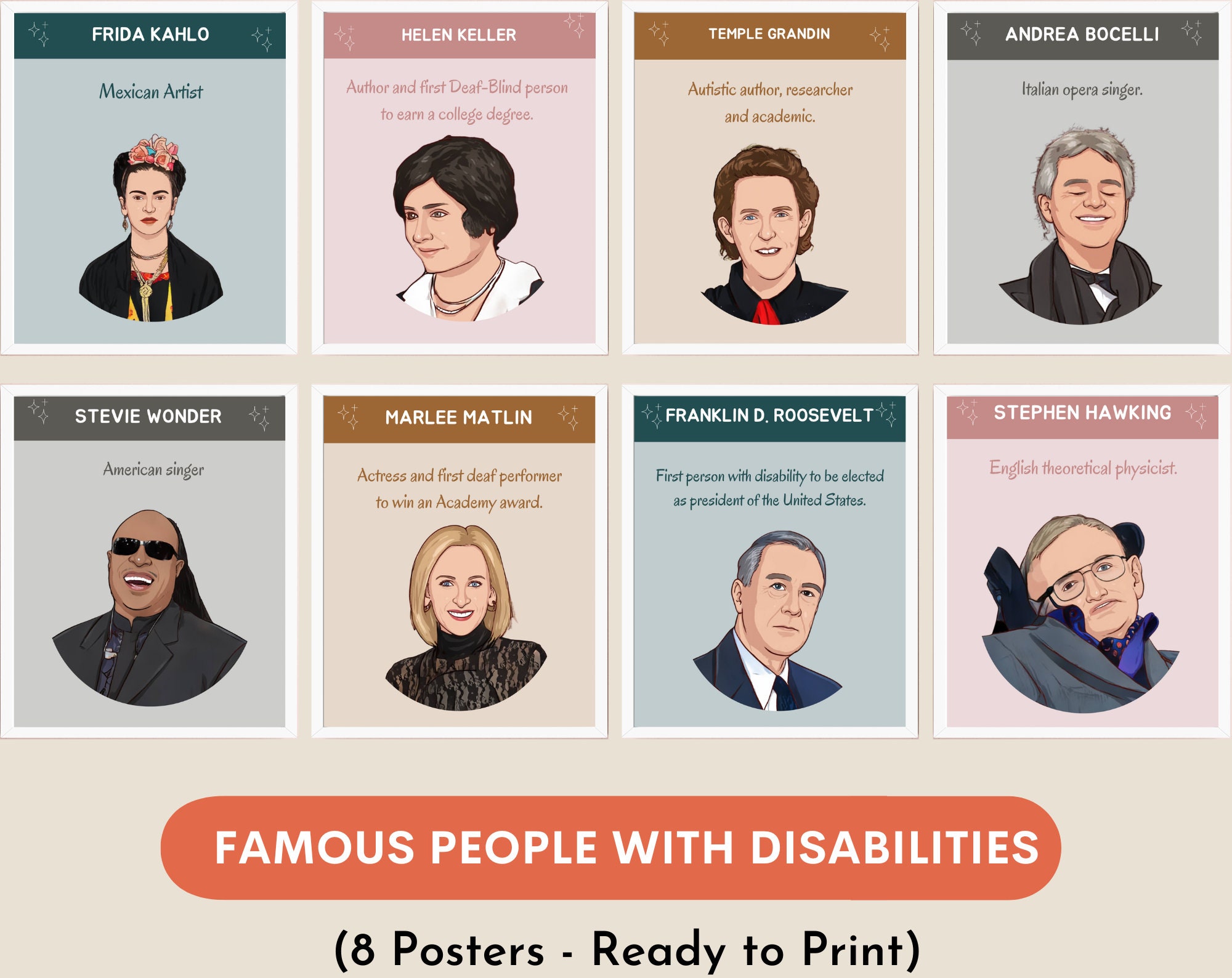 Famous People With Disability Posters (set of 8), Disability Awareness ...