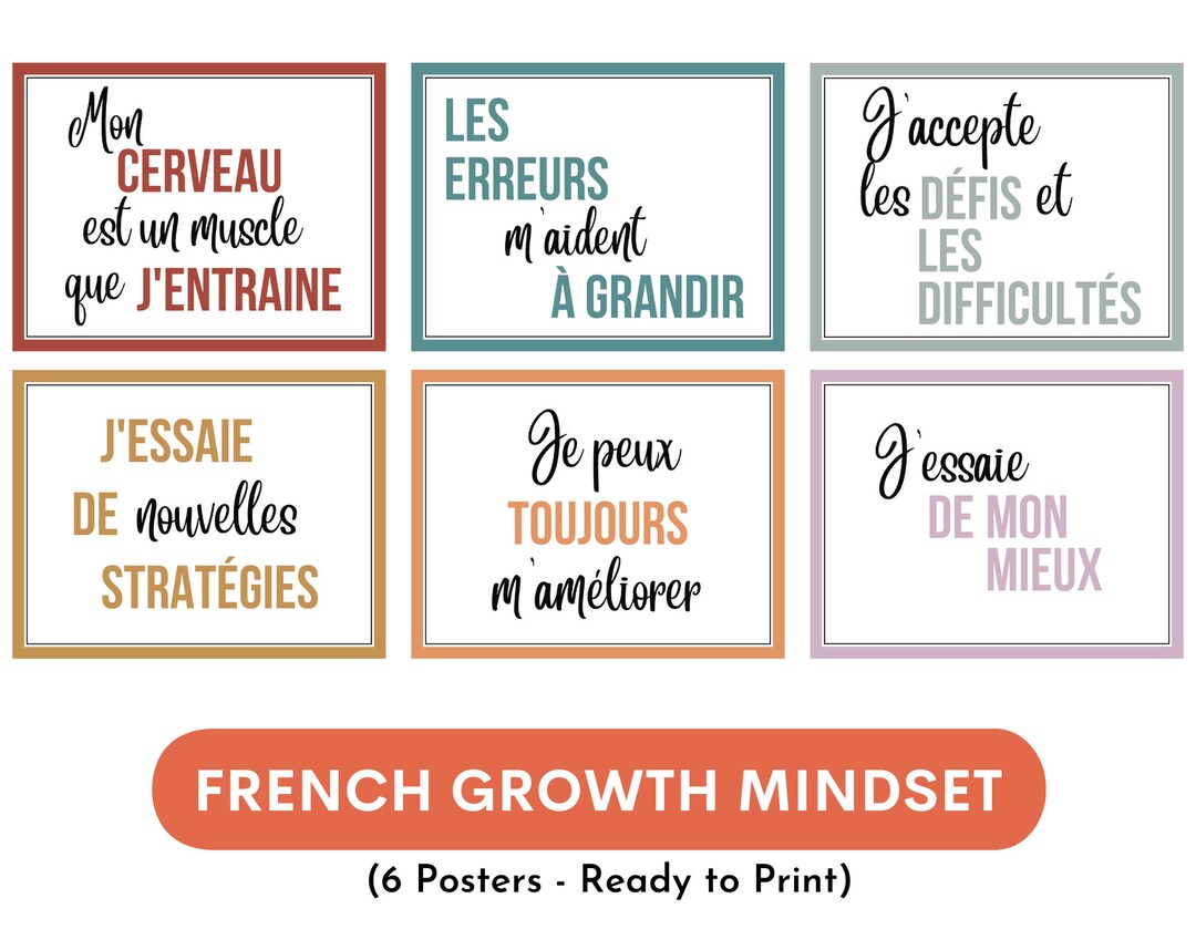 French Growth Mindset Posters, French Classroom Decor, Montessori ...