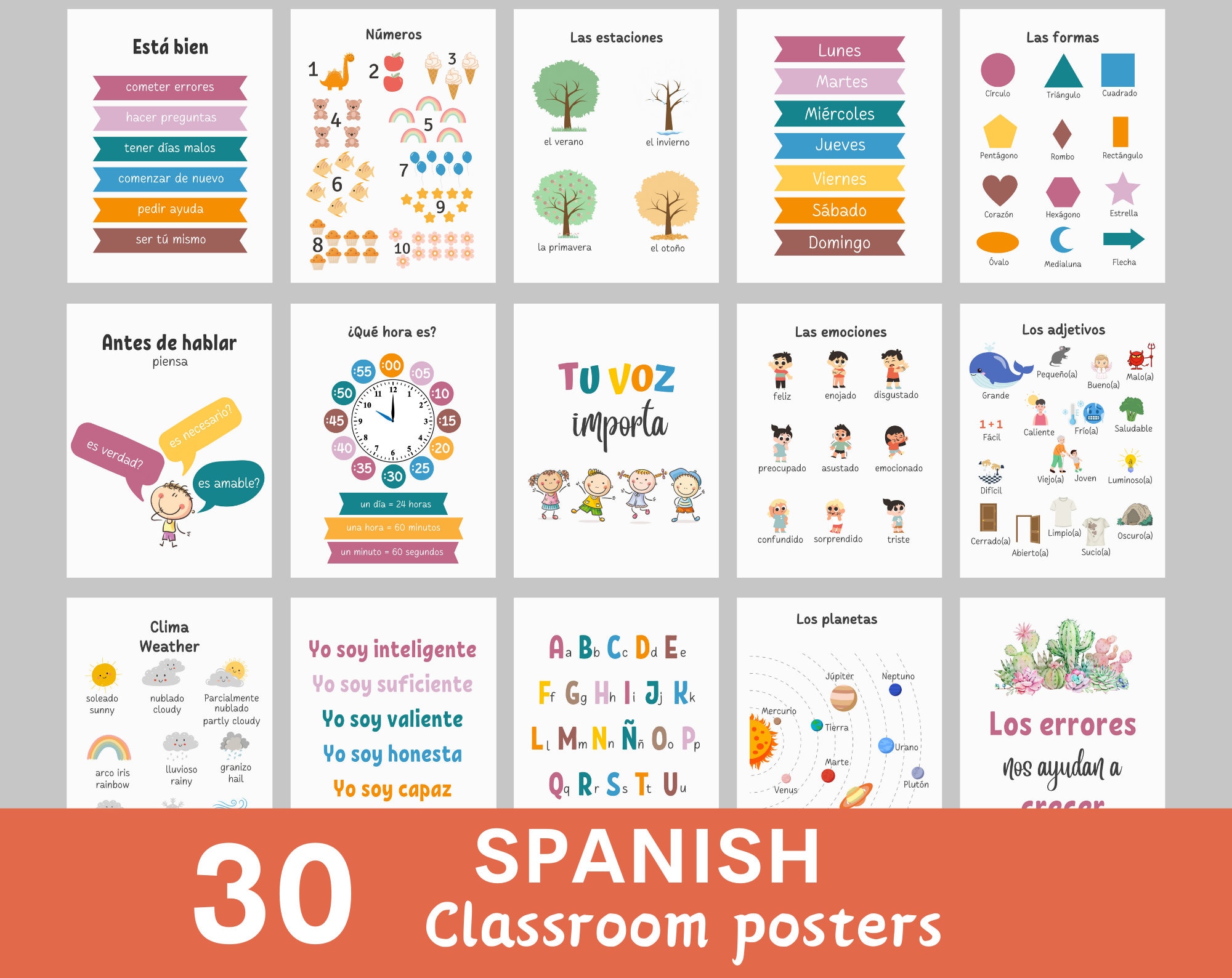 Spanish Classroom Posters (30 Posters), Spanish Classroom Decor ...