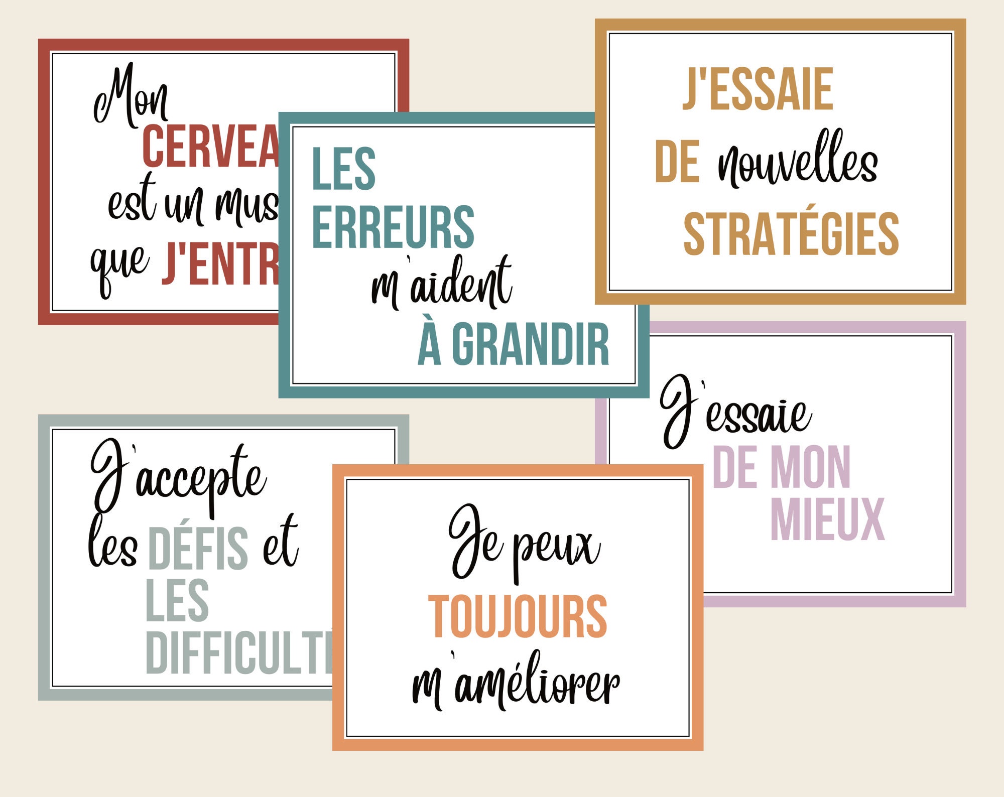 French Growth Mindset Posters, French Classroom Decor, Montessori ...