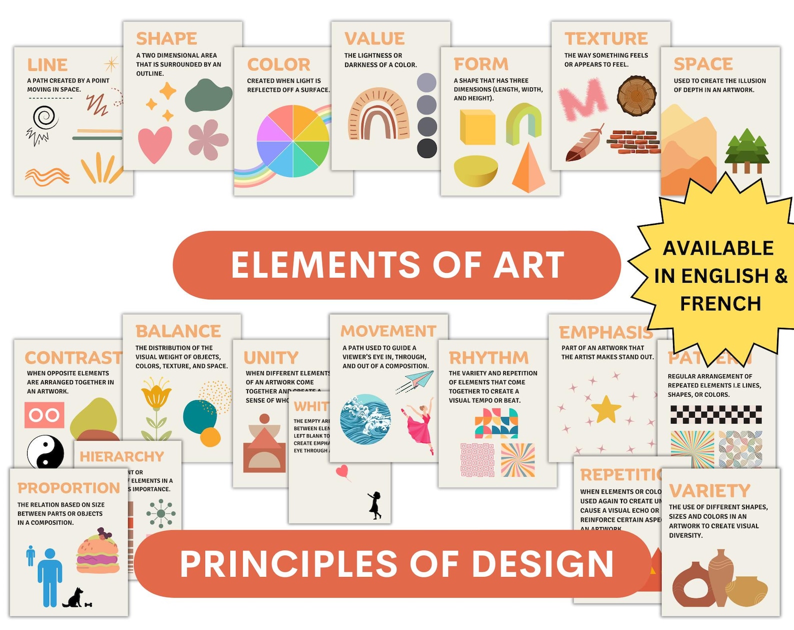 Elements of Art and Principles of Design Posters Bundle, Art Classroom ...
