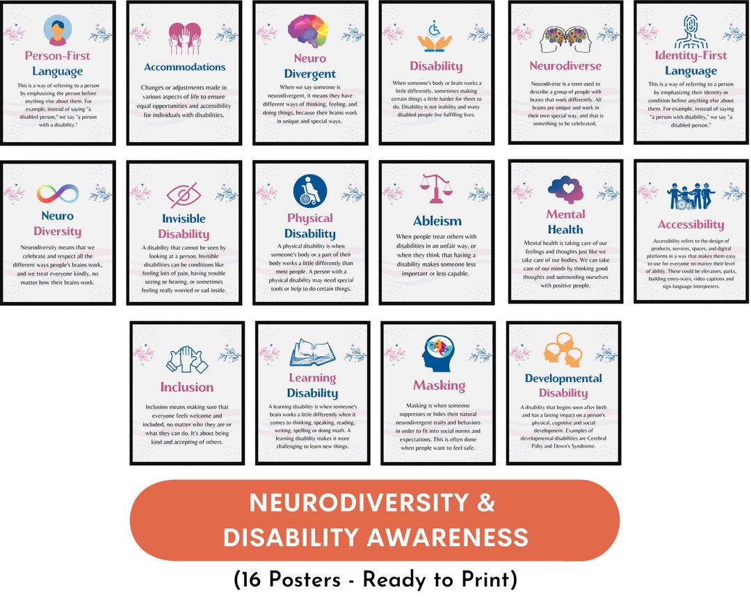 Neurodiversity, Disability Awareness Posters Bold Theme, Invisible ...