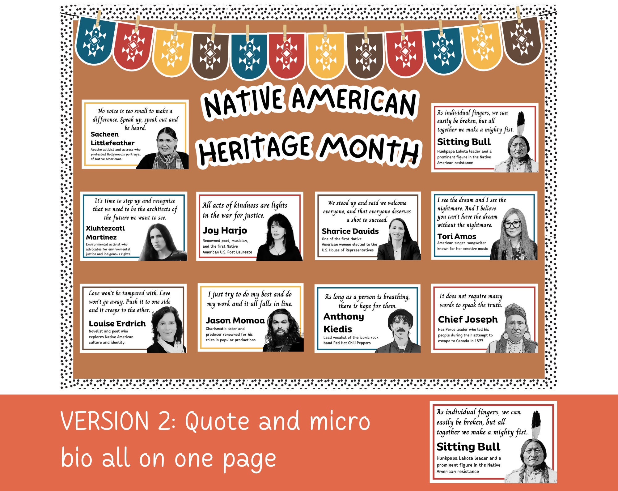 Native American Heritage Month Bulletin Board, Famous Native American ...