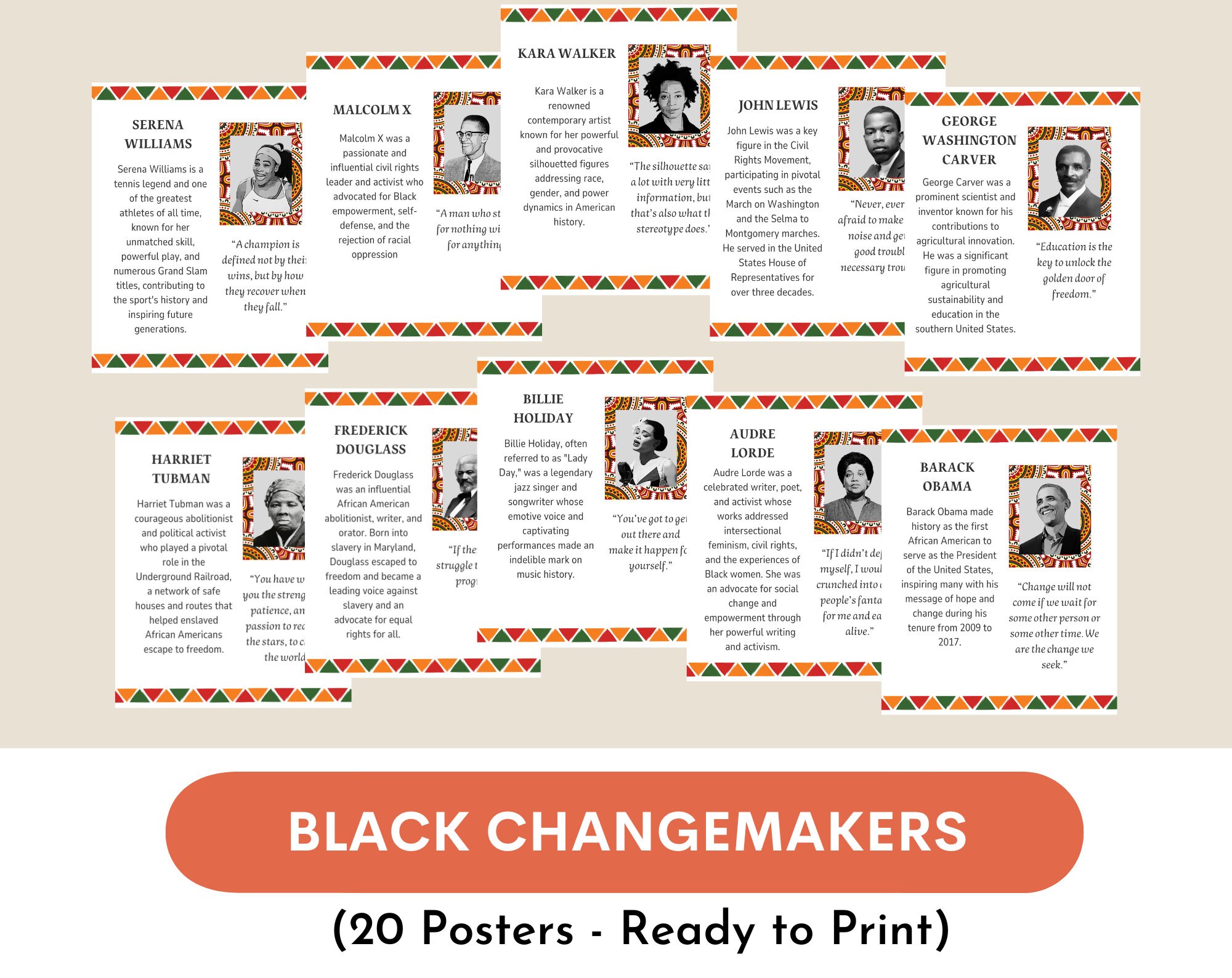 Famous Black Leaders (set of 20), Black Icons, Black History Month ...