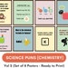 Vol2 (set of 8) Funny Science Puns Posters, Chemistry Puns Posters ...