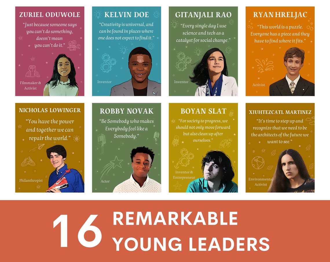 Influential Young People Posters (set of 16), Remarkable Young People ...