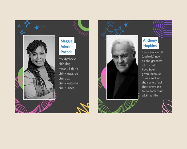 Famous People With Dyslexia Set of 8 Posters, Dyslexia Awareness Month ...