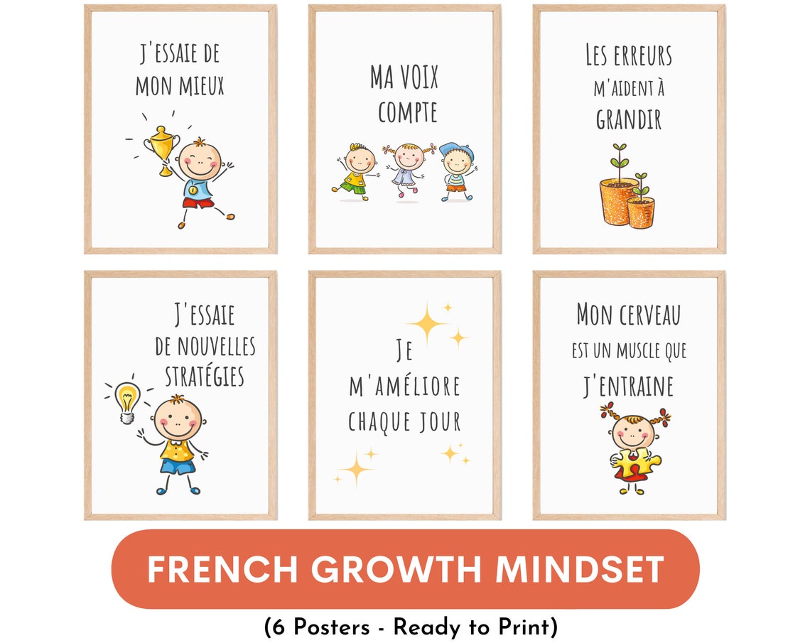 French Growth Mindset Posters, French Classroom Decor, Montessori ...