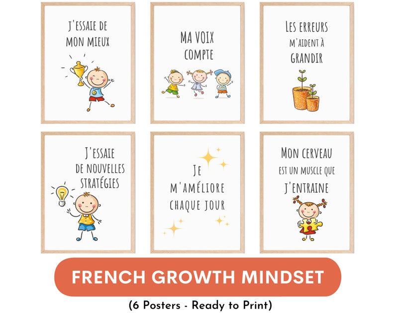 French Growth Mindset Posters, French Classroom Decor, Montessori ...