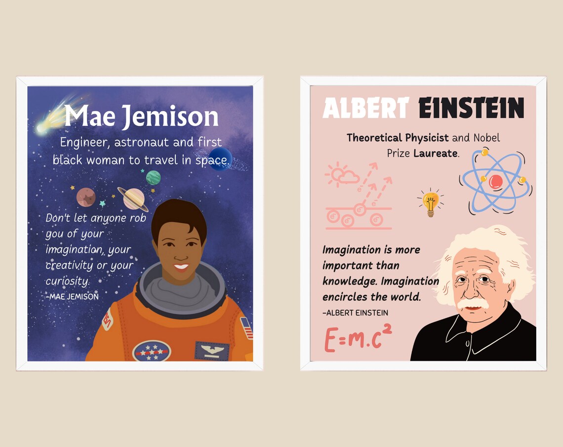 Famous Scientists set of 8 Posters, Science Classroom Decor, Middle ...