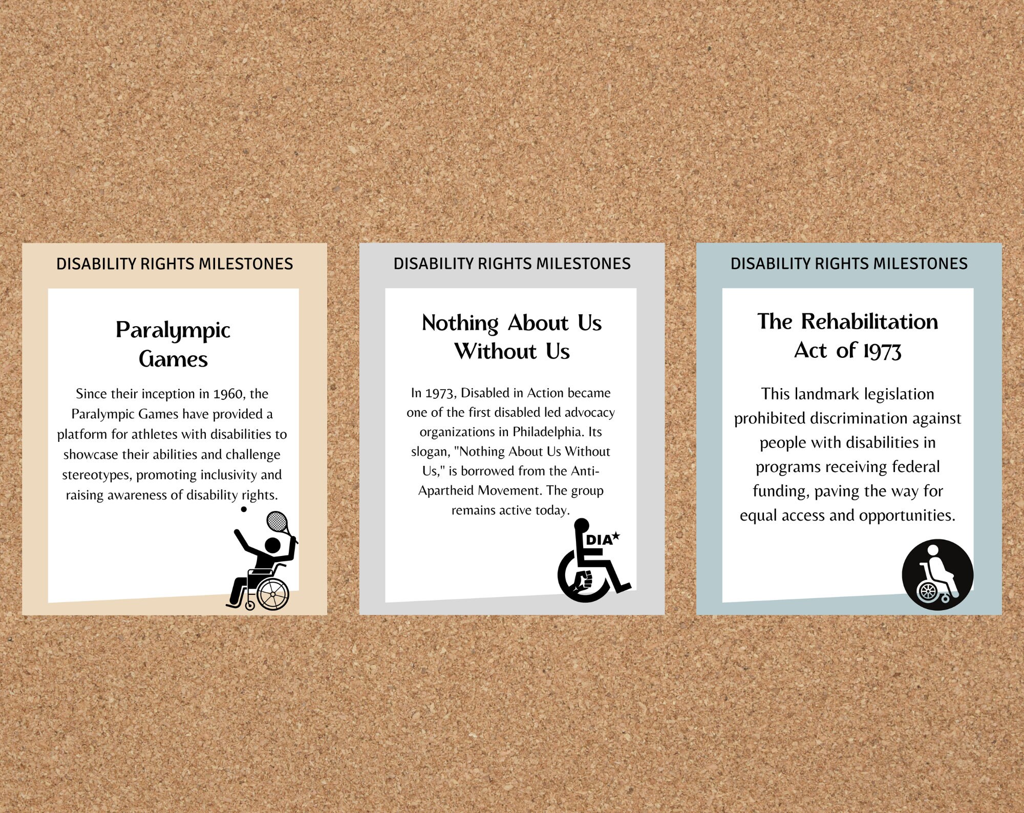 Disability Rights Milestones History Posters, Disability Awareness ...