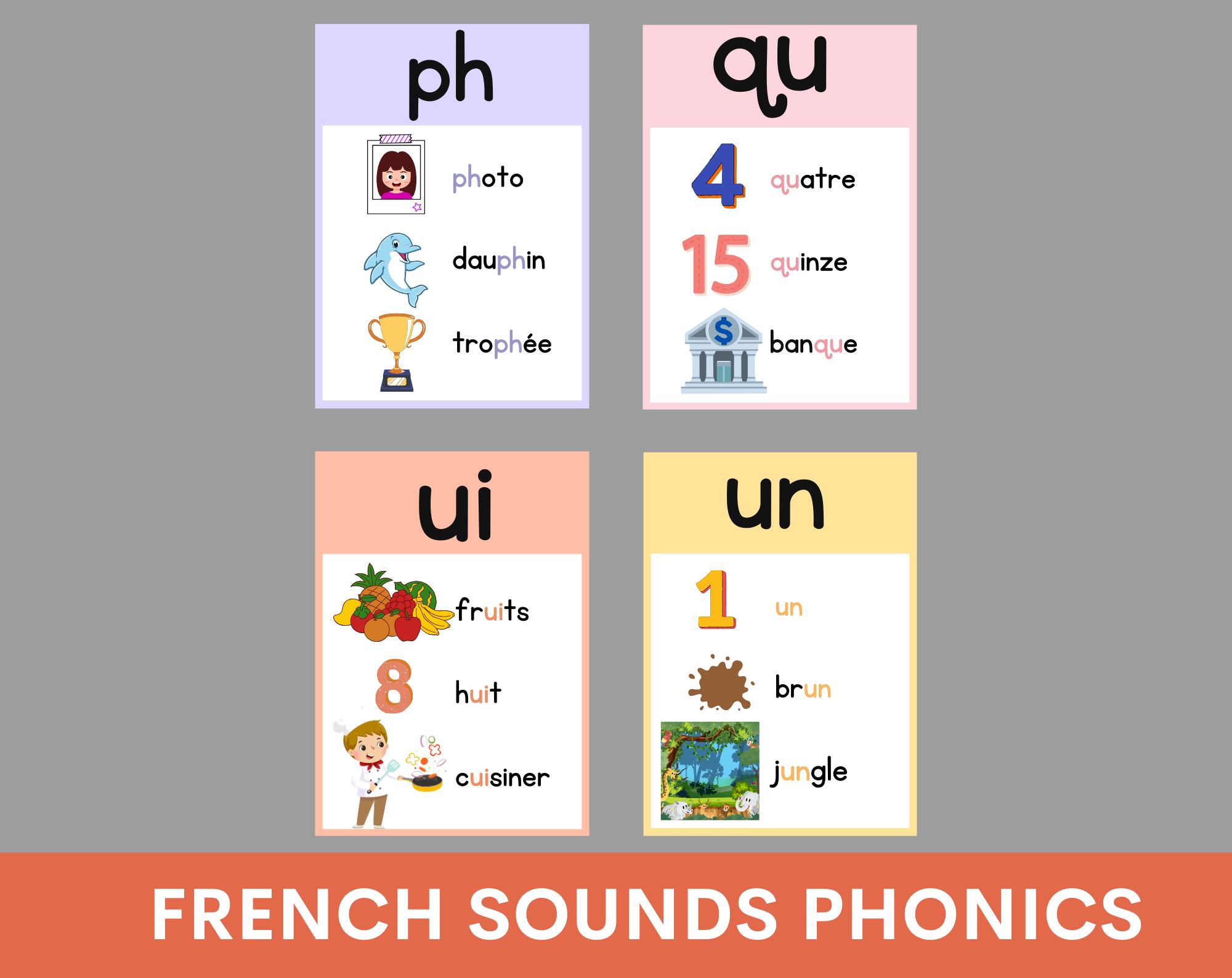French Sounds Phonics Flashcards, French Classroom (70+ Flashcards ...