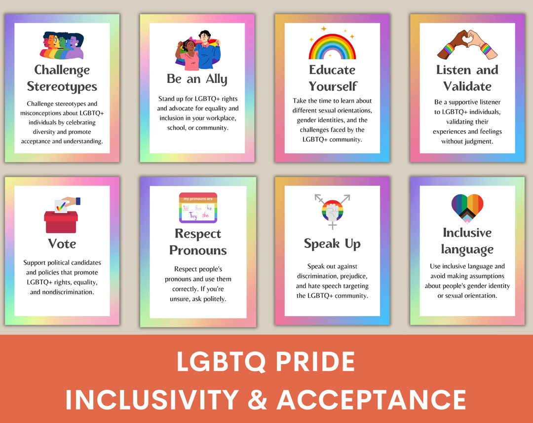 LGBTQ+ PRIDE Inclusivity and Acceptance (set of 8 Posters), Pride Month ...
