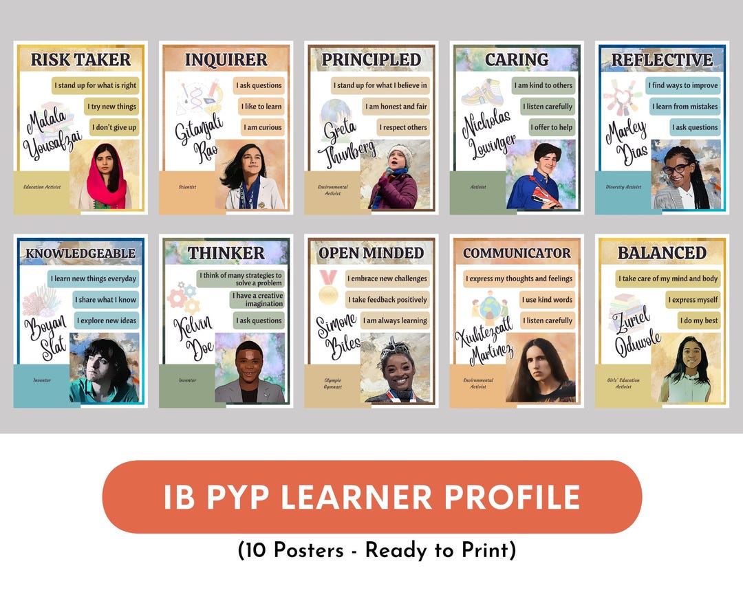 IB PYP Learner Profile Posters, Boho Theme, Influential Young People ...
