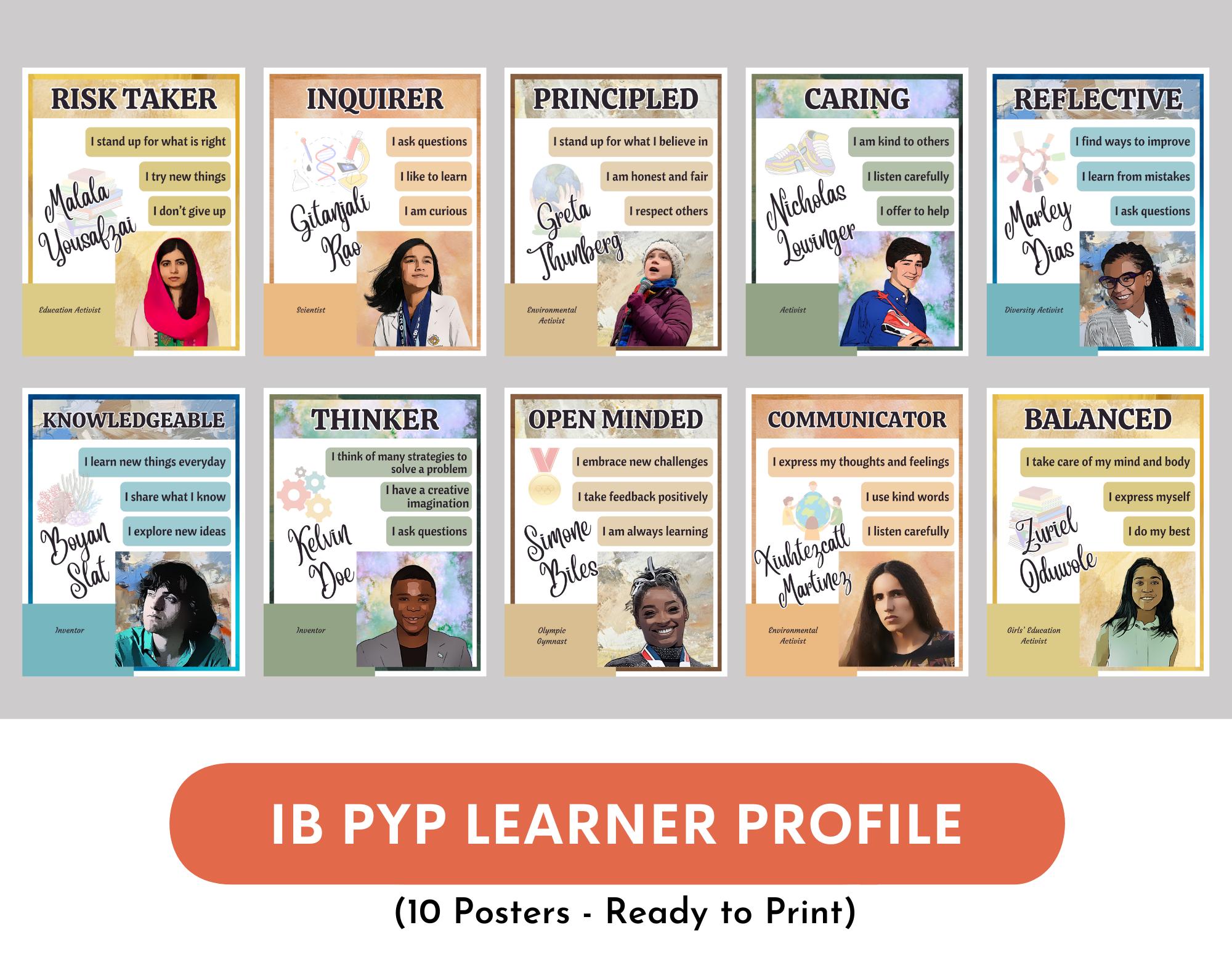 IB PYP Learner Profile Posters, Boho Theme, Influential Young People ...