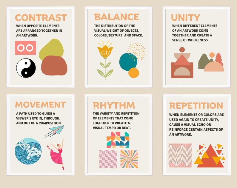 Elements of Art and Principles of Design Posters Bundle, Art Classroom ...