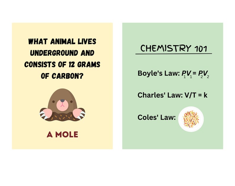 Vol2 (set of 8) Funny Science Puns Posters, Chemistry Puns Posters ...